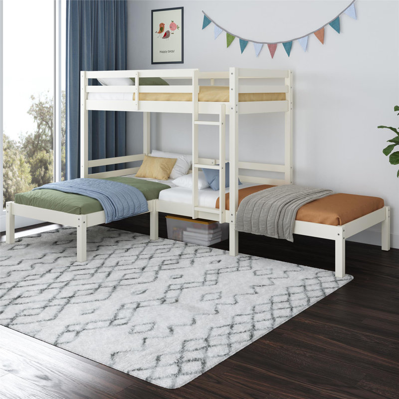 Viv + Rae™ Gaydos Kids' L-Shaped Corner Triple Twin Bunk Bed & Reviews | Wayfair